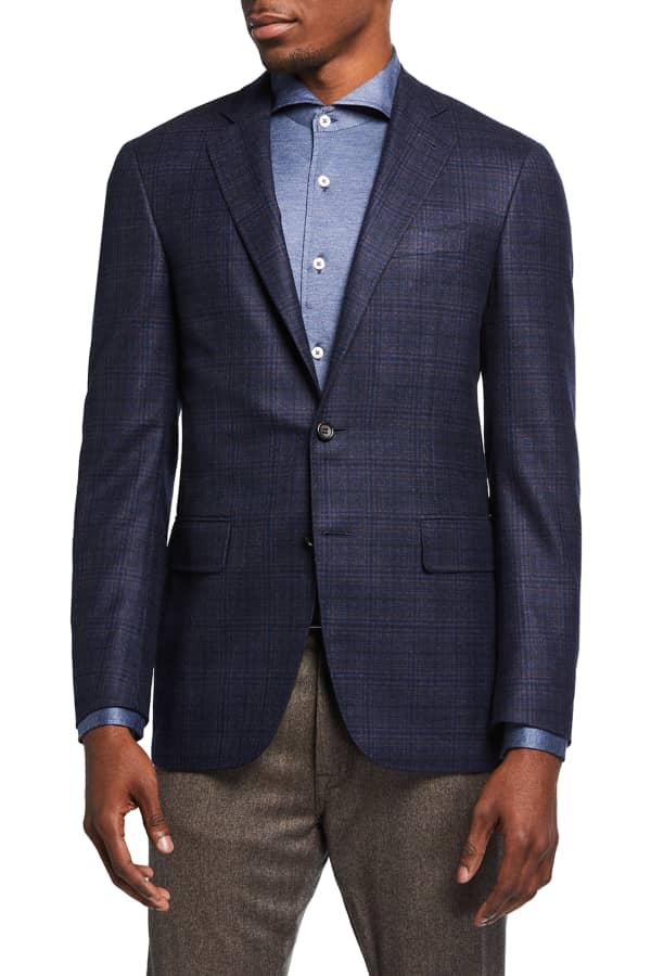 Canali Men's Plaid Wool Sport Jacket | Neiman Marcus