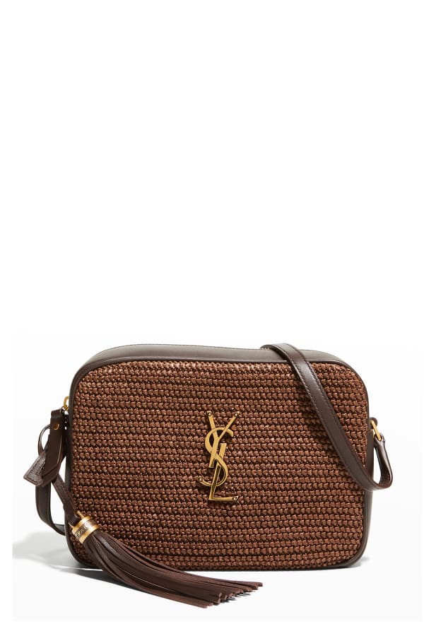 Saint Laurent Kaia Medium YSL Raffia Satchel Bag | Neiman Marcus