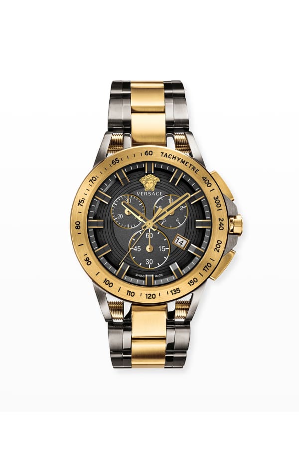 Versace Men's 45mm Sport Tech Chronograph Watch, Gold/Gray | Neiman Marcus