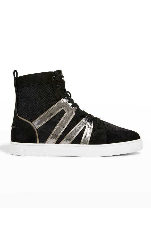 Balmain Men's High-Top Leather Skate Sneakers | Neiman Marcus