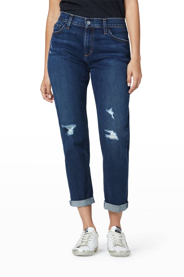 Jen7 High-Rise Slim Boyfriend Jeans | Neiman Marcus