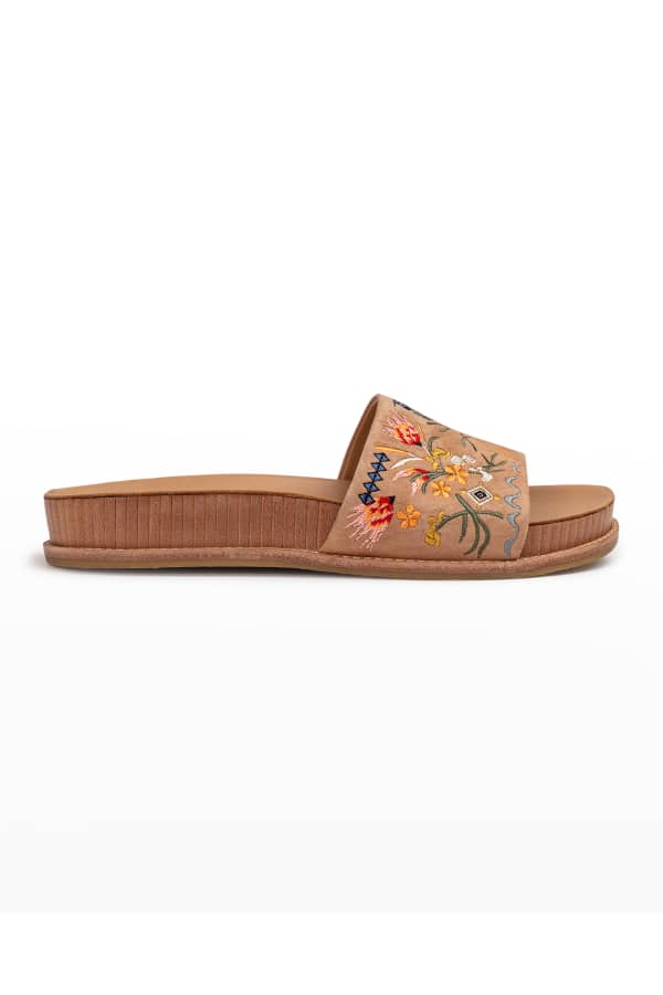 Johnny Was Wildflower Pool Slide Sandals | Neiman Marcus
