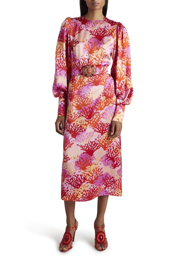 Eskandar Floral Linen Sleeveless Midi Dress Neiman Marcus