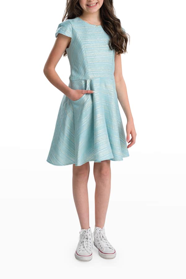 Zoe Girl's Sequin Floral Tweed Sleeveless Dress, Size 7-16 | Neiman Marcus