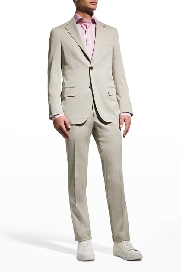 Canali Men's Solid Linen-Blend Suit | Neiman Marcus