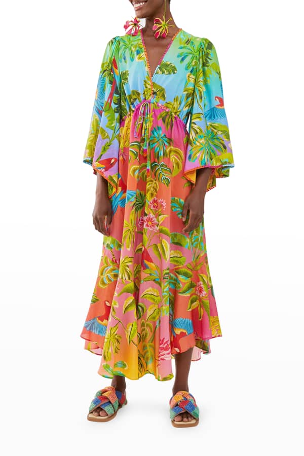 Farm Rio Ainika Print Macaws Maxi Dress | Neiman Marcus