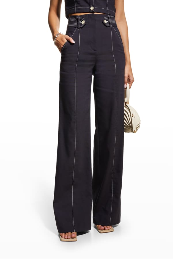 Maison Common Linen Wide-Leg Sailor Pants | Neiman Marcus