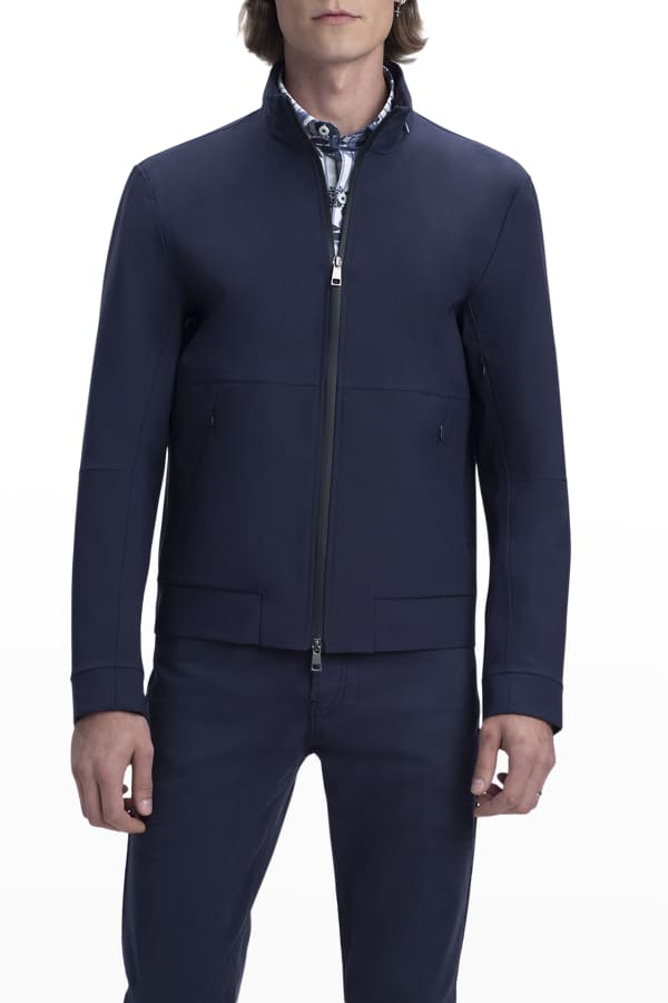 Bugatchi Men's Leather-Front Reversible Jacket | Neiman Marcus