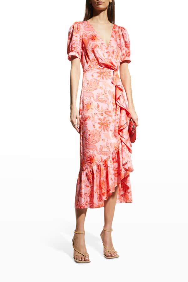 WAYF The Meryl Floral Long-Sleeve Wrap Dress | Neiman Marcus