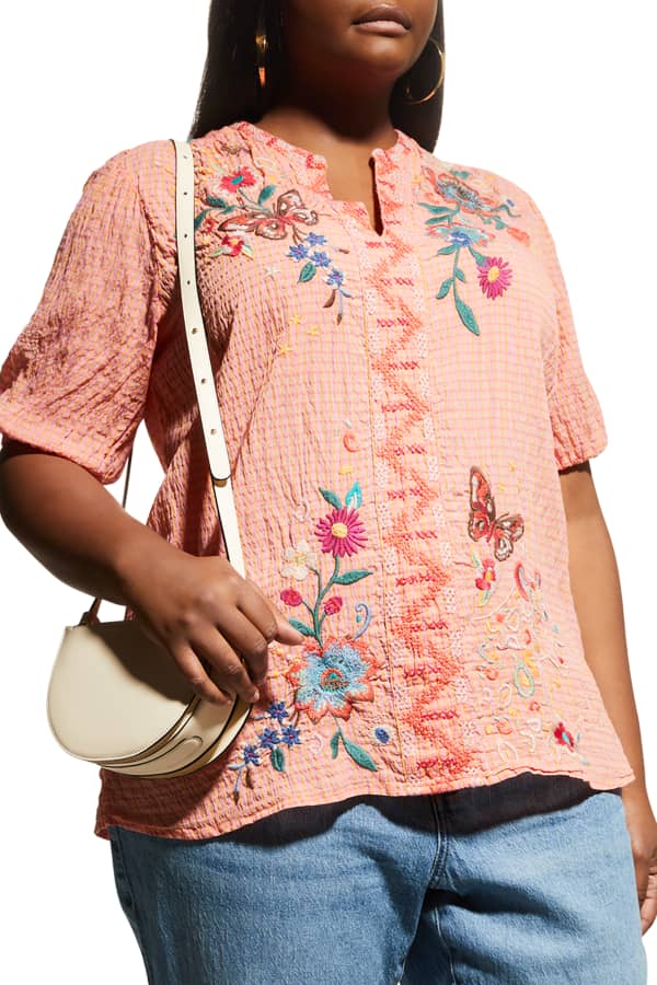 Johnny Was Plus Size Hunny Nahia Floral-Print Tunic | Neiman Marcus