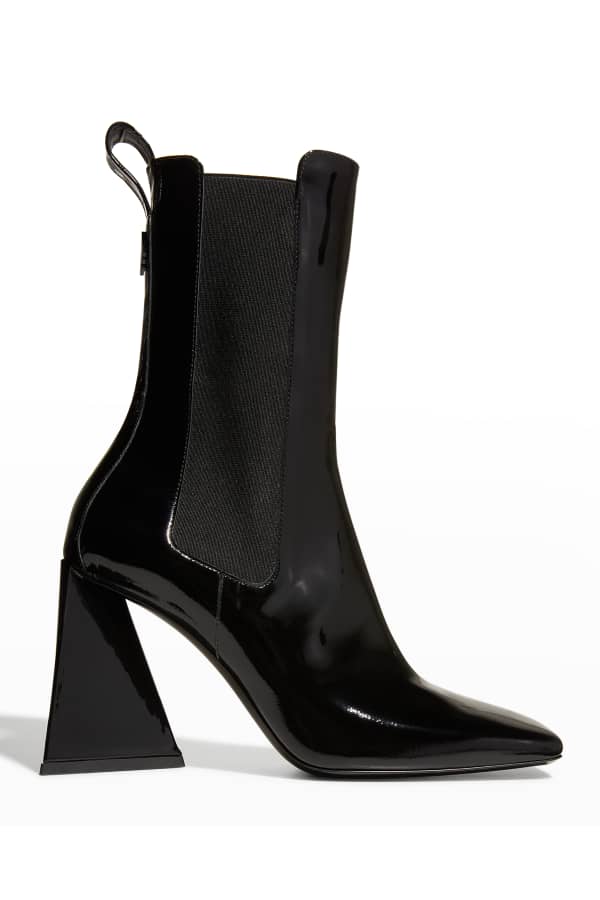 Ganni Patent Leather Lug-Sole Chelsea Boots | Neiman Marcus