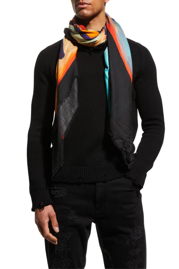 Versace Men's Baroque Silk Square Scarf | Neiman Marcus