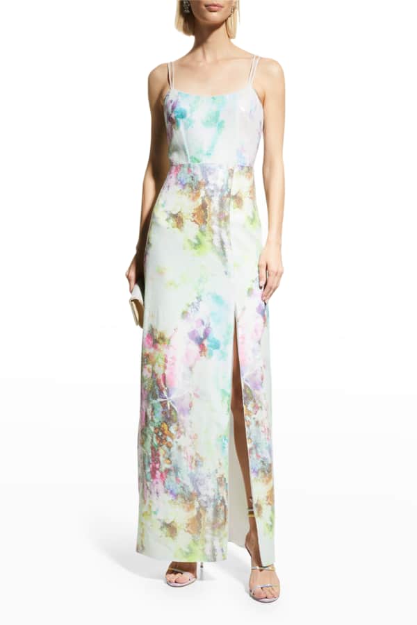 Theia Joy Spaghetti-Strap Column Gown | Neiman Marcus