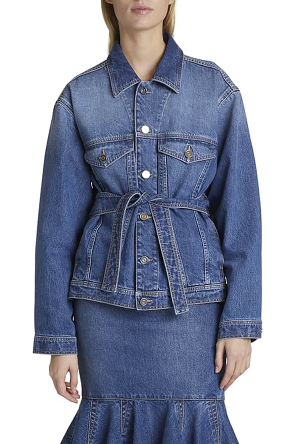 Farm Rio Embroidered Crochet Denim Jacket | Neiman Marcus
