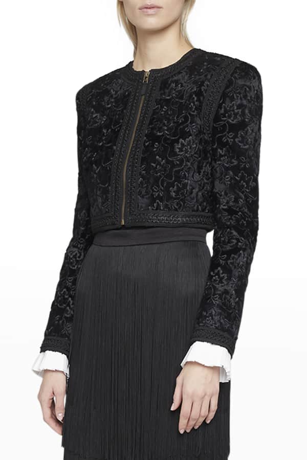 Maison Margiela Sheer Tiered Ruffle Crop Jacket | Neiman Marcus