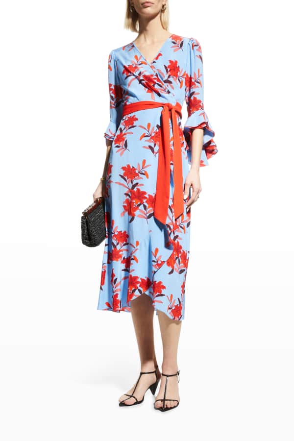 WAYF The Meryl Floral Long-Sleeve Wrap Dress | Neiman Marcus