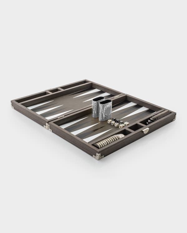 AERIN Lacquer Raffia Backgammon Set | Neiman Marcus