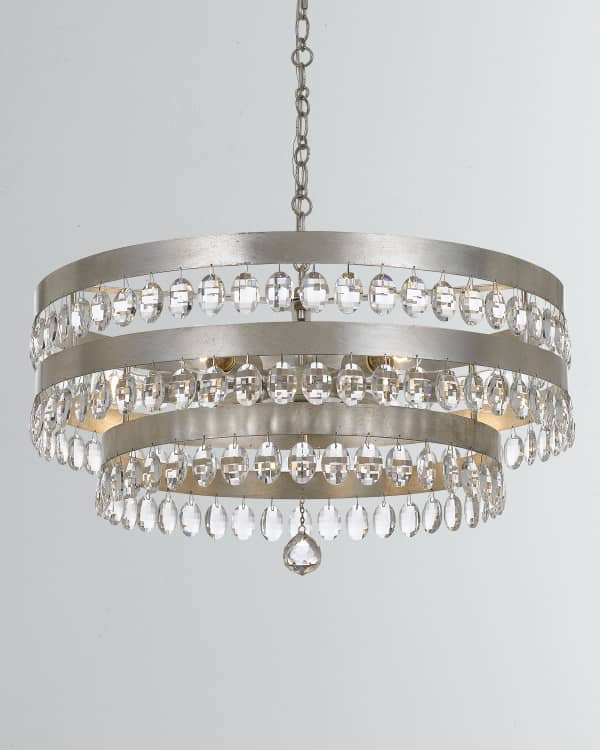Crystorama Coco 6-Light Antiqued Silver Chandelier | Neiman Marcus