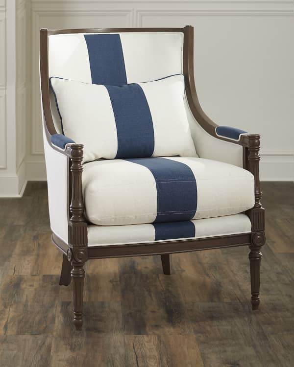 Massoud Blue Colorblock Wing Chair | Neiman Marcus