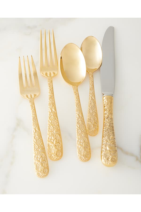 Cambridge Silversmiths 20-Piece Mala Flatware Set, Yellow Metallic ...