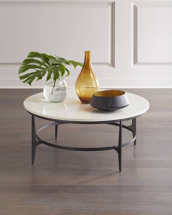Bernhardt Barclay Round Travertine Coffee Table | Neiman Marcus