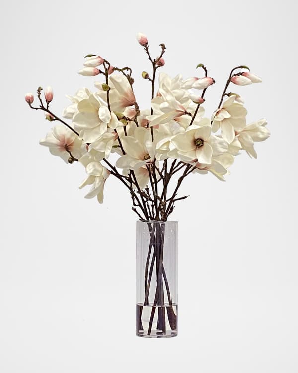 Winward Home Magnolia Faux Floral Arrangement in Striped Vase | Neiman ...