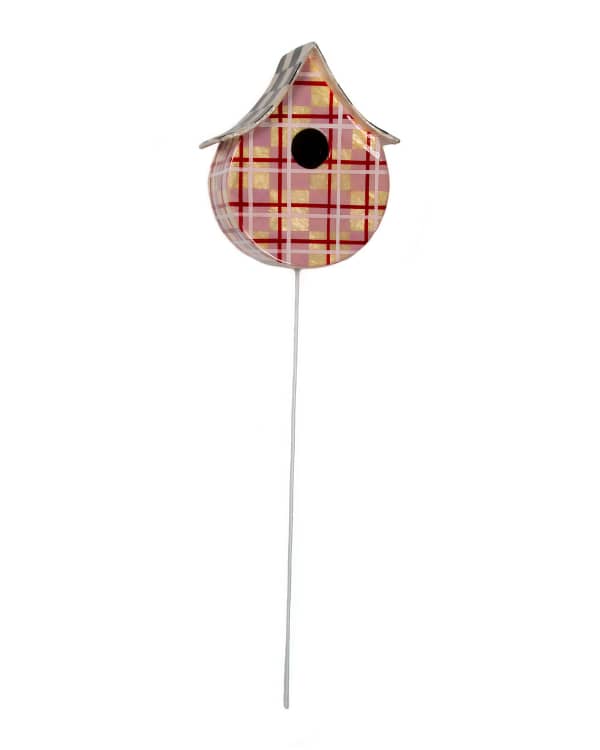 MacKenzie-Childs Orange Plaid Capiz Birdhouse Pick | Neiman Marcus