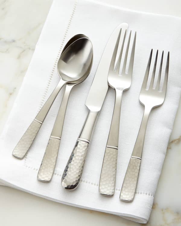 Wallace Silversmiths Five-Piece Euro Hammered Flatware Place Setting ...
