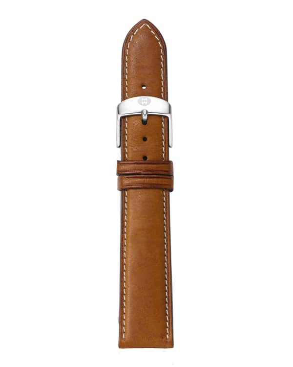 MICHELE 12mm Double-Wrap Leather Strap, Tan | Neiman Marcus