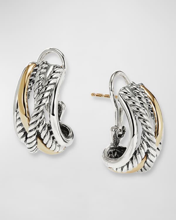 David Yurman Crossover Small Hoop Earrings with Gold | Neiman Marcus