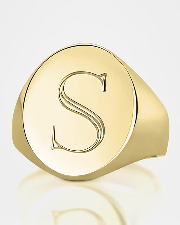 Sarah Chloe Winnie 14K Gold Large Pinky Signet Red Garnet Ring | Neiman ...