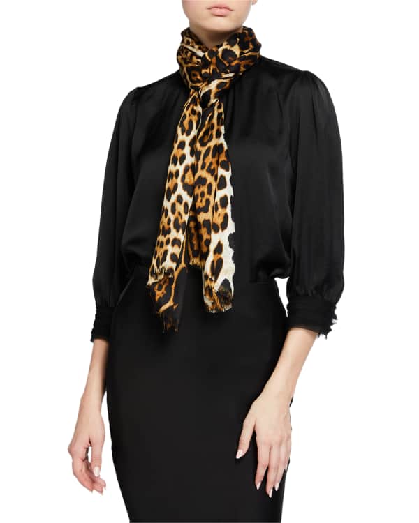 Ferragamo Square Leopard-Print Silk Scarf | Neiman Marcus