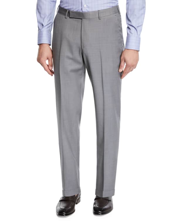 ZEGNA Men's Wool Twill FF Pants | Neiman Marcus