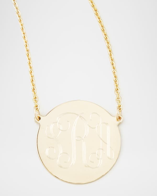 Sarah Chloe Cara Monogrammed 14kt Gold Necklace, 1/2" | Neiman Marcus