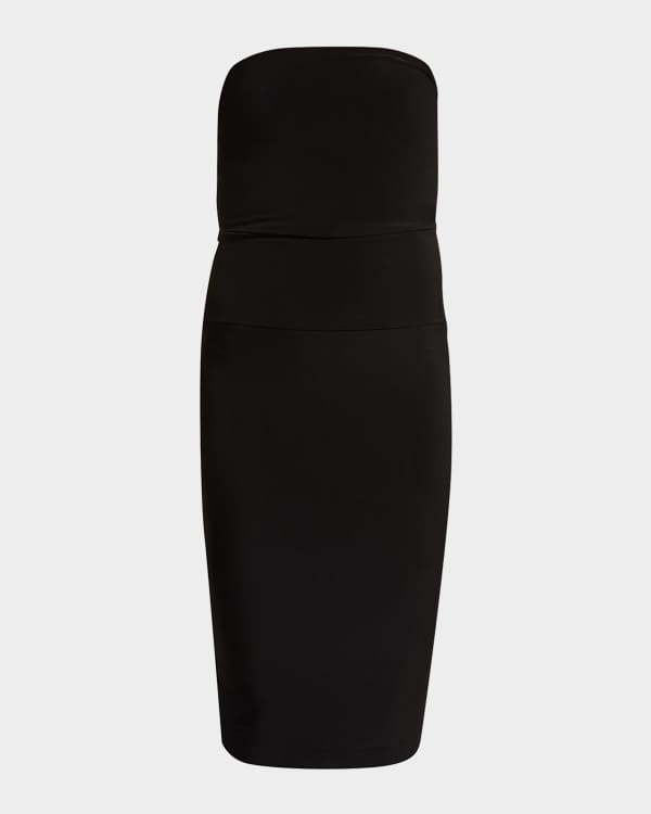 Norma Kamali Strapless Turtleneck Knee-Length Dress | Neiman Marcus