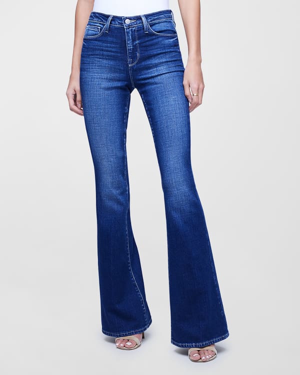 Emporio Armani High-Rise Cropped Flare Jeans | Neiman Marcus