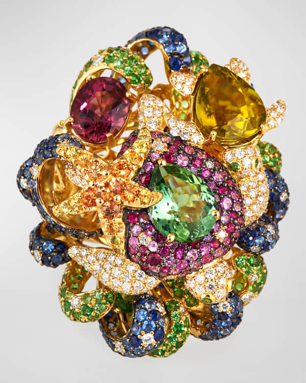 Nini Jewels 18K Yellow Gold Kunzite, Pink Sapphire and Diamond Ring ...