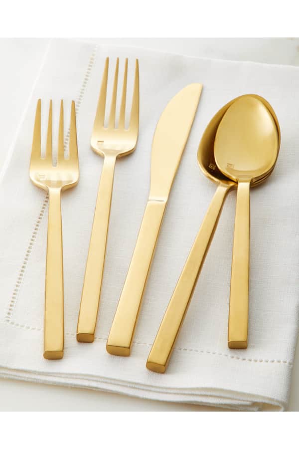 Yamazaki Tableware 20-Piece Byzantine Gold-Plated Flatware Service ...