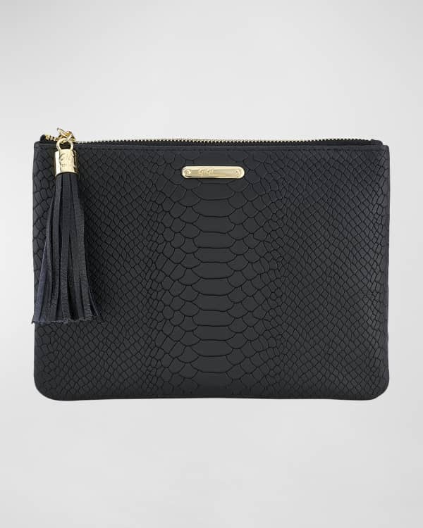 Gigi New York Uber Python-Embossed Leather Clutch Bag | Neiman Marcus