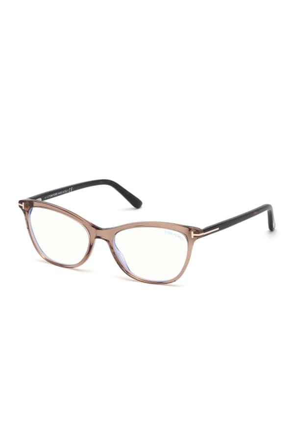 TOM FORD Blue Block Cat-Eye Acetate & Metal Optical Frames | Neiman Marcus