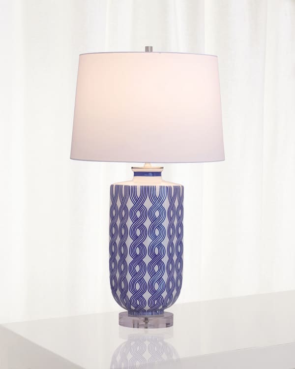 Port 68 London Smoke Blue Glass Lamp | Neiman Marcus