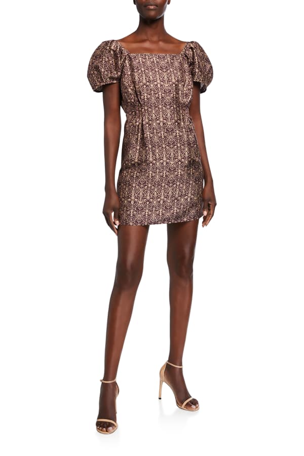 Zimmermann Dancer Puff-Sleeve Mini Dress | Neiman Marcus