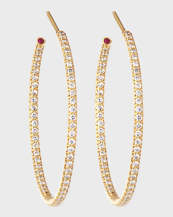 Roberto Coin 18k Yellow/White Gold Diamond Huggie Hoop Earrings ...