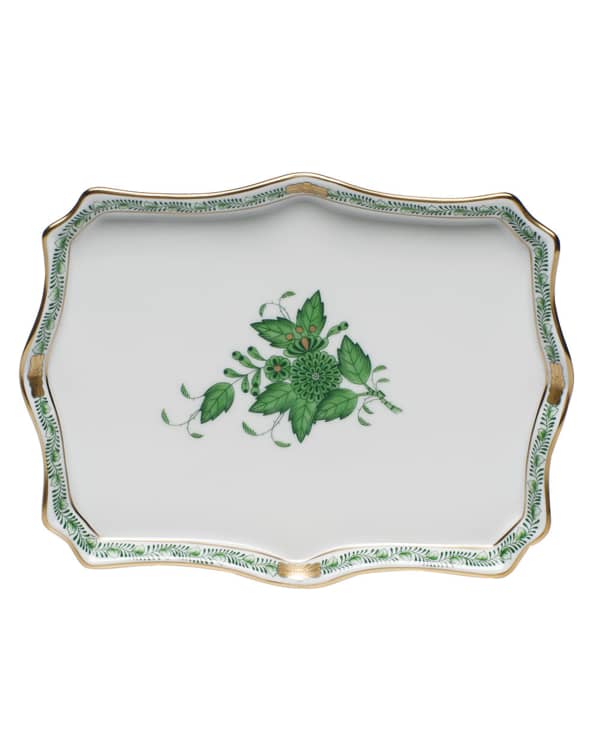 Herend Queen Victoria Green Small Scalloped Tray | Neiman Marcus