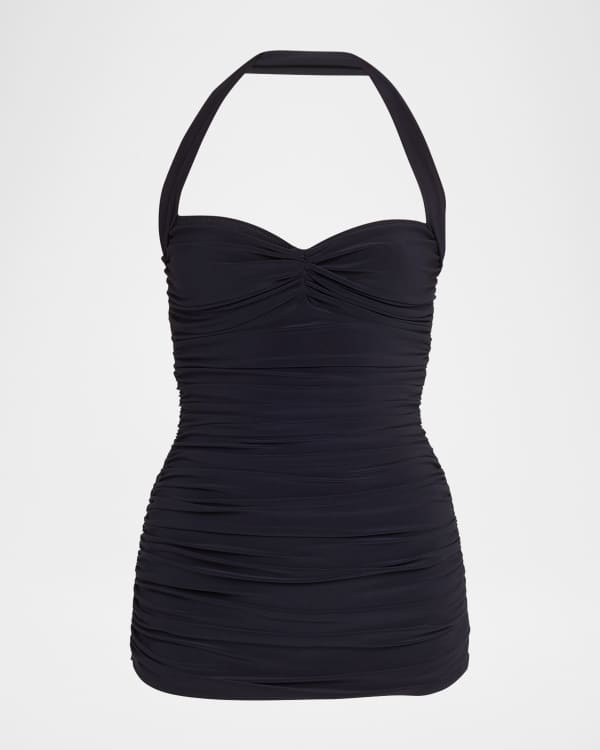 Norma Kamali Bill Mio Halter One-Piece Swimsuit | Neiman Marcus