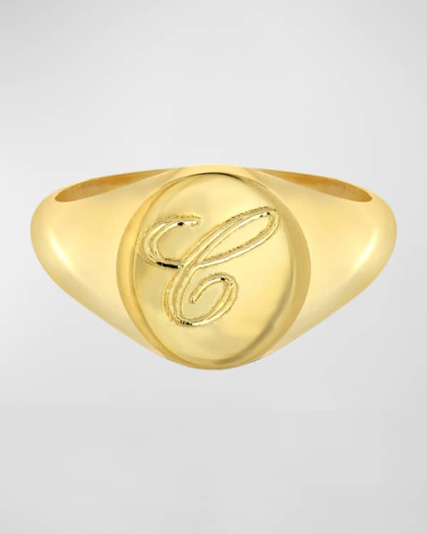 Sarah Chloe Personalized Kari Signet Diamond Initial Ring | Neiman Marcus