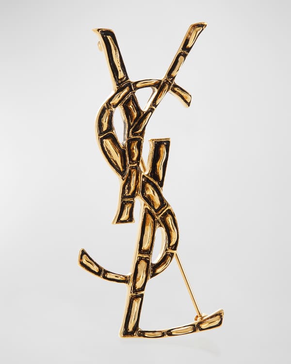 Saint Laurent Textured YSL Brooch | Neiman Marcus