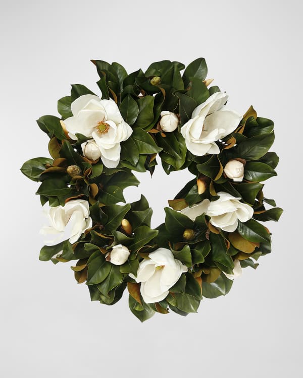 Winward Home 30" Magnolia Wreath | Neiman Marcus