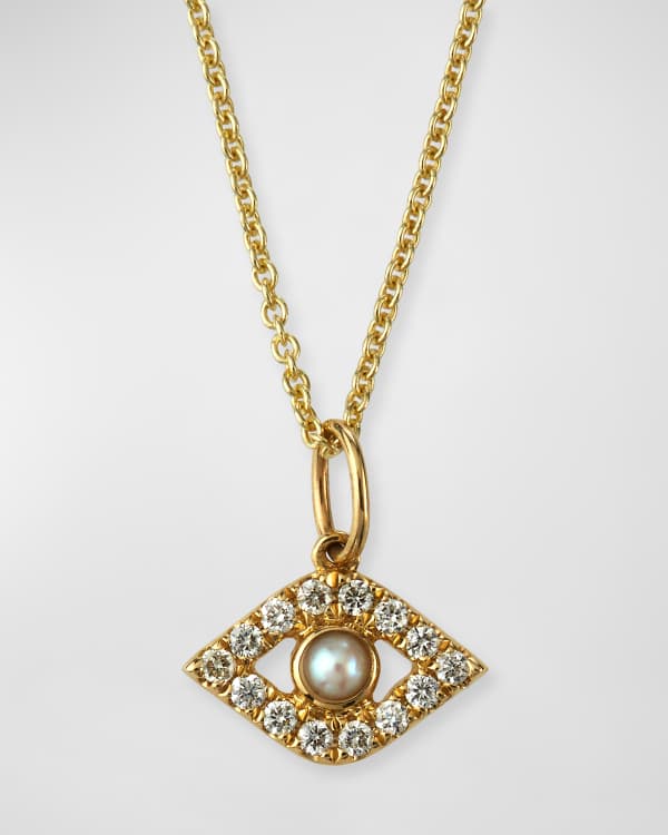 Sydney Evan Fluted Evil Eye Diamond Pendant Necklace | Neiman Marcus