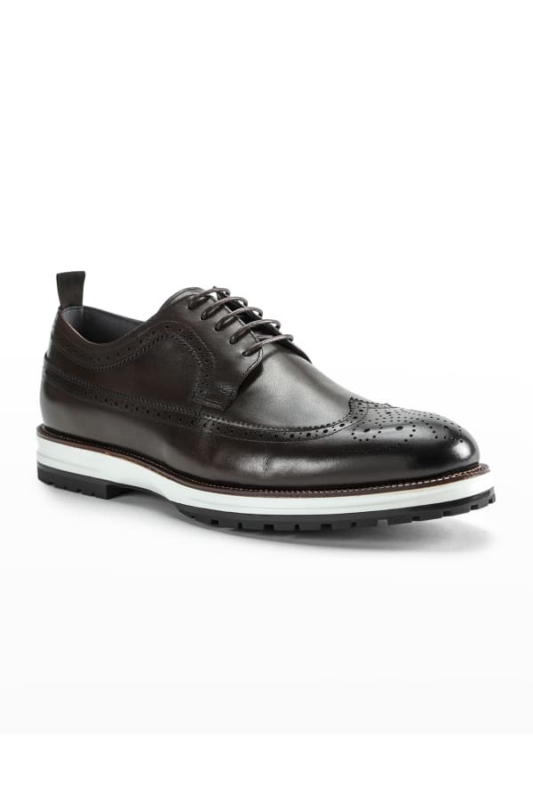 Ike Behar Men's Callum Hybrid Leather Wing-Tip Derby Shoes | Neiman Marcus